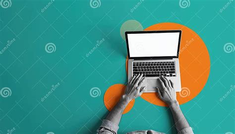 Person Working On Laptop Hands Typing On Computer Keyboard Colorful Abstract Background