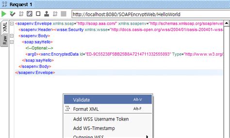 soapui validation of encrypted soap request throws the error fault