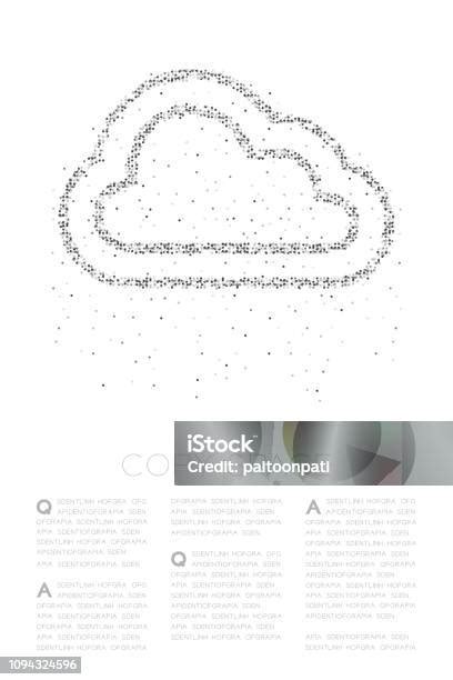 추상 기 원형 도트 픽셀 패턴 클라우드 기호 모양 기술 컨셉 디자인 블랙 색상 그림 복사 공간 벡터 Eps 10 흰색 바탕에 0명에 대한 스톡 벡터 아트 및 기타 이미지