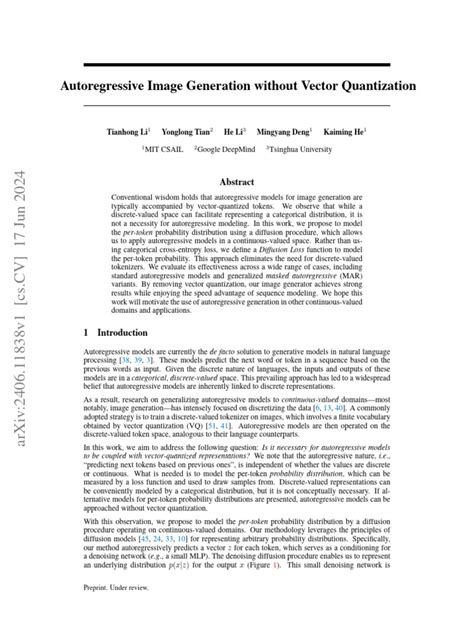 2024autoregressive Image Generation Without Vector Quantizationli Et