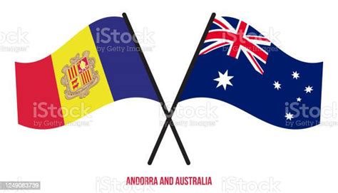 안도라와 오스트레일리아 국기가 교차하고 플랫 스타일을 흔들었다 공식 비율 올바른 색상입니다 경제에 대한 스톡 벡터 아트 및 기타 이미지 Istock