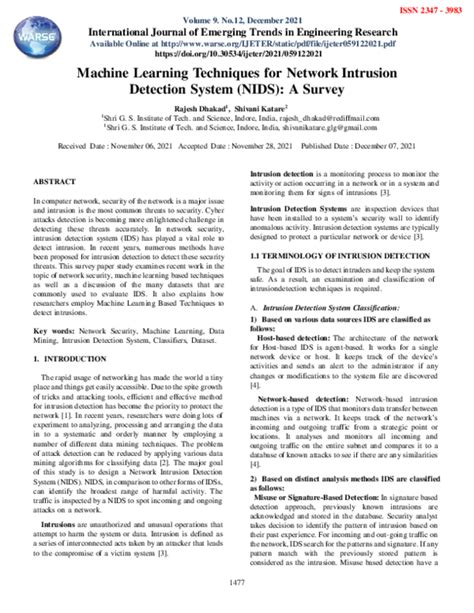 Pdf Machine Learning Techniques For Network Intrusion Detection