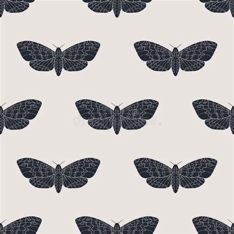 Hand Drawn Hawk Moth Vector Seamless Pattern Stock Vector Illustration Of Decorative Element