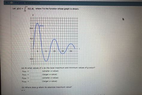 Solved Let G X T Dt Where Fis The Function Whose Graph Chegg Com