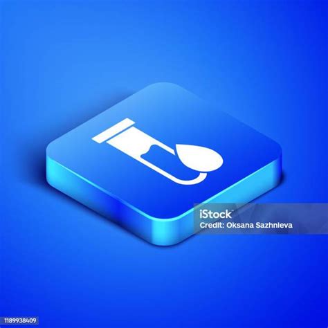 이색 오일 가솔린 테스트 튜브 아이콘은 파란색 배경에 격리 파란색 사각형 버튼입니다 벡터 일러스트레이션 가솔린에 대한 스톡 벡터 아트 및 기타 이미지 Istock