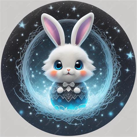 Premium Ai Image Ai Generated 3d Cute Chibi Bunny With Blue Glowing