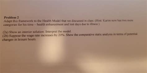 Solved Problem Set Demand For Health Consider The Chegg Com