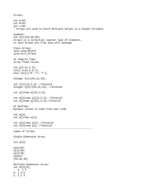 Java Arrays Usage Types Pros And Cons Pdf