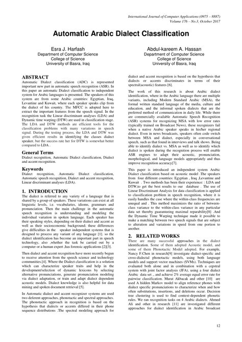 Pdf Automatic Arabic Dialect Classification