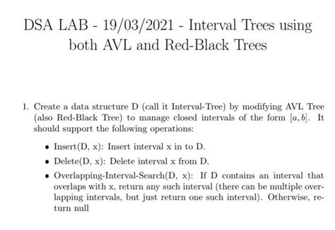 Solved DSA LAB Interval Trees Using Both AVL Chegg