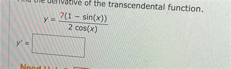 Solved The Transcendental Functiony71 Sinx2cosxy