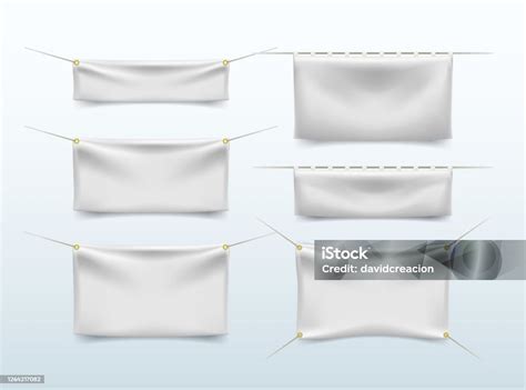 흰색 배경에 주름이있는 3d 흰색 섬유 배너 격리된 벡터 요소 공란에 대한 스톡 벡터 아트 및 기타 이미지 공란 그림자 디자인 Istock