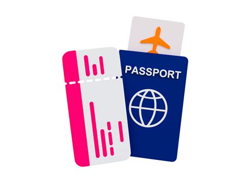 3d Minimal Airplane Ticket And Passport Book 3d Illustration 18742223 Png