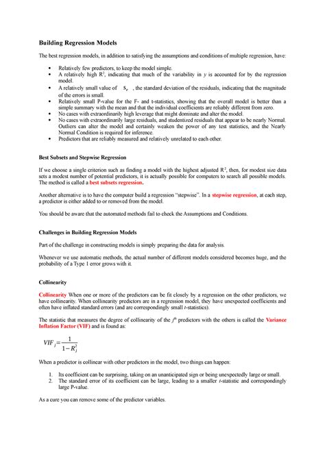 Building Regression Models A Relatively High R 2 Indicating That