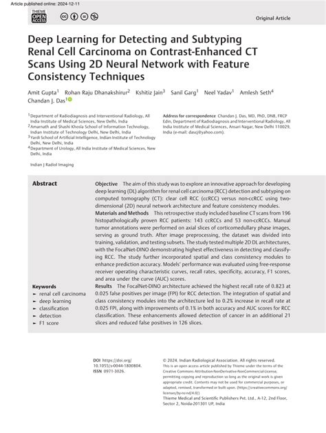 Pdf Deep Learning For Detecting And Subtyping Renal Cell Carcinoma On Contrast Enhanced Ct