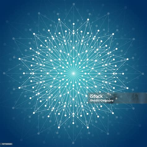 연결 된 선과 점 들과 기하학적 패턴입니다 파란색 배경 벡터 일러스트입니다 연결에 대한 스톡 벡터 아트 및 기타 이미지 연결 크리스마스 미스터리 Istock