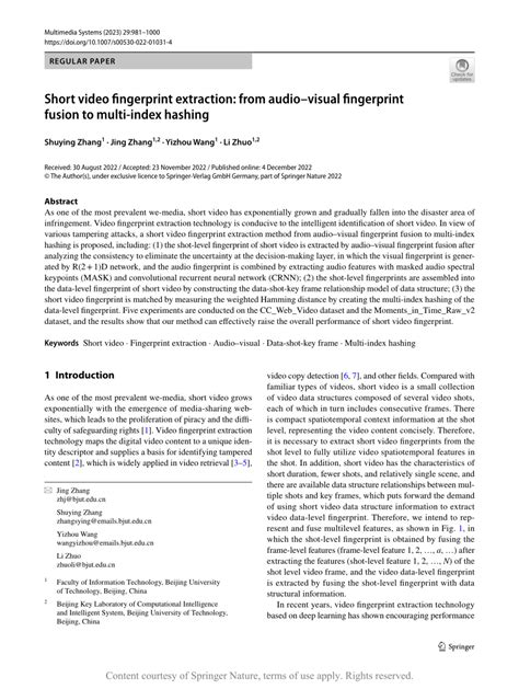 Short Video Fingerprint Extraction From Audiovisual Fingerprint Fusion To Multi Index Hashing