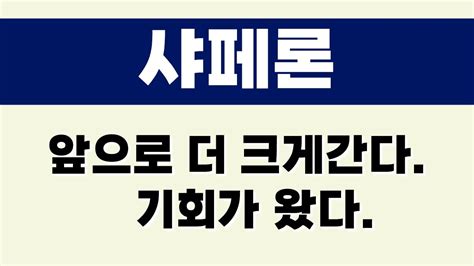 샤페론 주가전망 앞으로 더 크게간다 기회가 왔다 Youtube