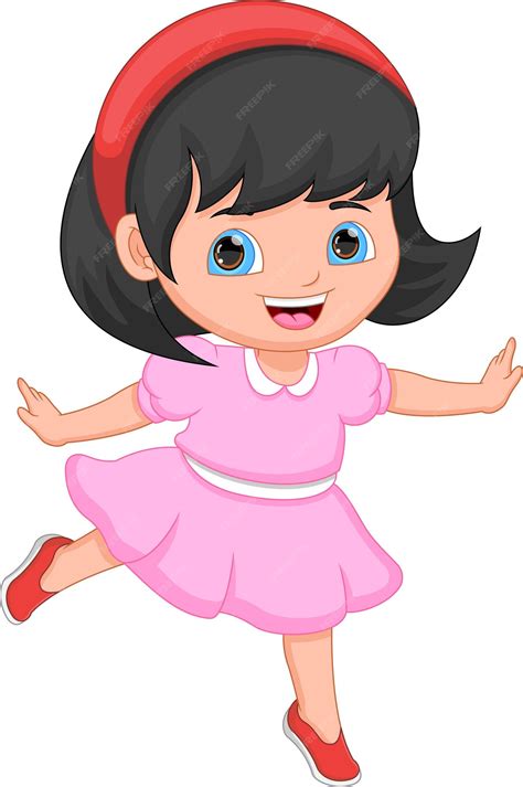 Desenho De Menina Feliz No Fundo Branco Vetor Premium