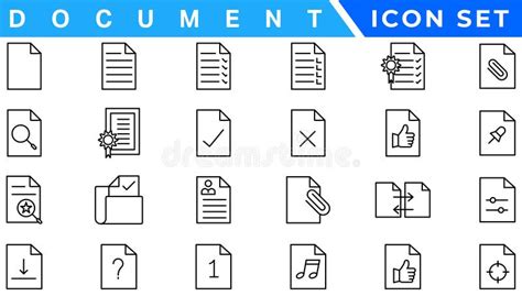Document Line Icon Set Documents Symbol Collection Stock Illustration Illustration Of Audio