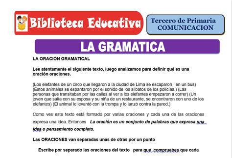 La Gramática Para Tercero De Primaria Biblioteca Educativa