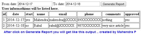 Jquery How Generate Report Between The Two Dates Using Datepicker