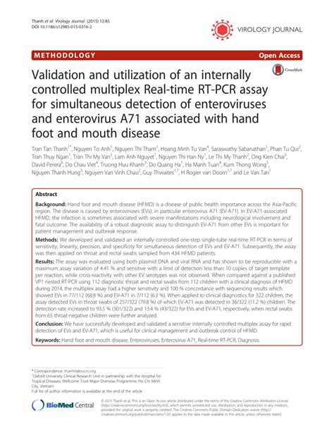 Pdf Validation And Utilization Of An Internally Controlled Multiplex Real Time Rt Pcr Assay
