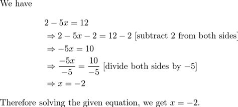 Solve The Equation 2 5x 12 Quizlet