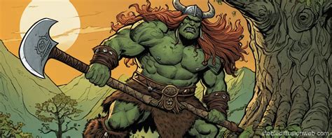 Treefolk Vs Barbarian Battle Stable Diffusion Online