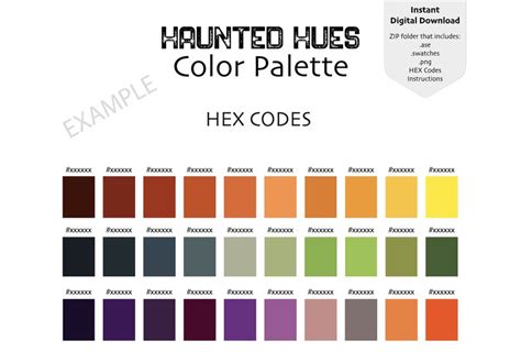 Haunted Hues Procreate And Adobe Digital Color Palette Instant Download Hex Codes Procreate