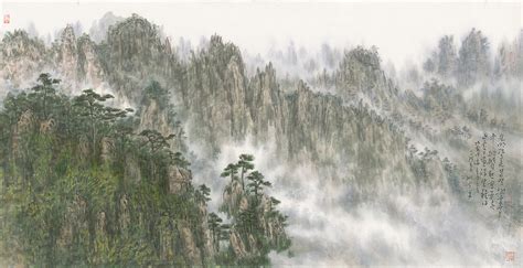 李翔 光明顶上光芒照 排云亭中排郁愁 鉴证备案 雅昌艺术网艺术品门户网站