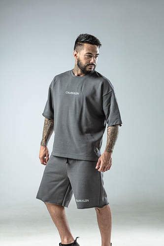 Мужской летний Графит спортивный костюм Calvin Klein шорты и футболка ...
