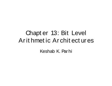 Pdf Chapter 13 Bit Level Arithmetic Architectures Dokumentips