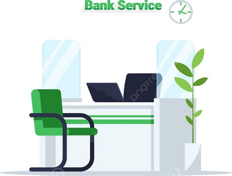 Illustration Of A Semiflat Rgb Colored Bank Service Desk Vector Chair Object Teller Png And