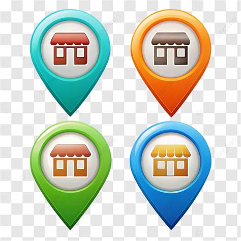 Colorful Map Markers With Store Icons Map Markers Store Icons