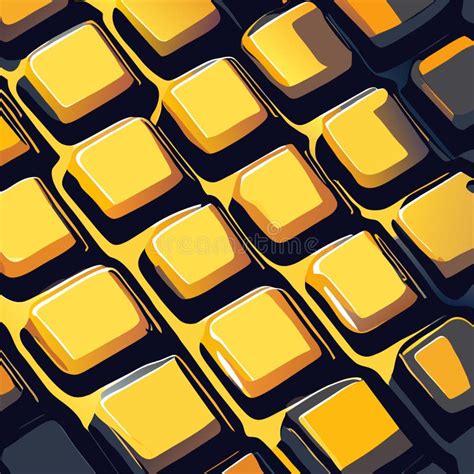 3d Illustration Of A Row Of Yellow And Black Computer Keyboard Keys