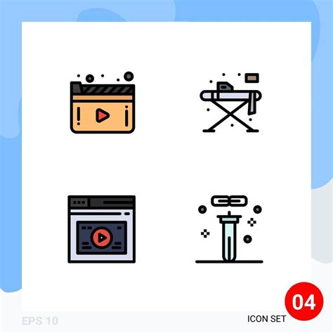 Universal Icon Symbols Group Of 4 Modern Filledline Flat Colors Of Media Page Play Iron Website