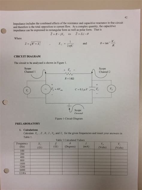 Solved 41 ELECTRIC CIRCUITS LAB 9 AC ANALYSIS OF SERIES RC Chegg Com