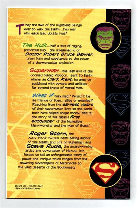 The Incredible Hulk Vs Superman Steve Rude Marvel Dc 1999 Nm