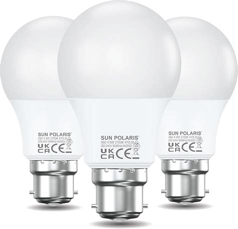 Sun Polaris Bayonet Led Light Bulb 40w Equivalent 4 9 Watt Warm White 2700k 470 Lumens Energy