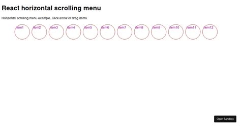 React Horizontal Scrolling Menu Codesandbox
