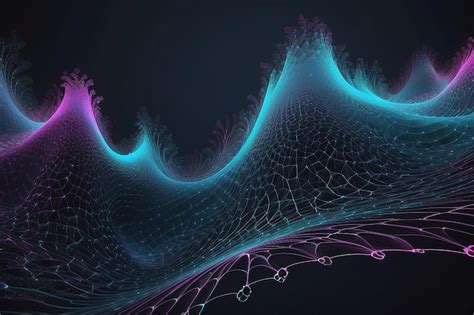 Premium Photo 3d Wave Points Fractal Grid Futuristic Science