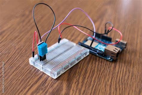 Humidity And Temperature Sensor Prototype At School For Iot Device Weather Box Iot Diy In
