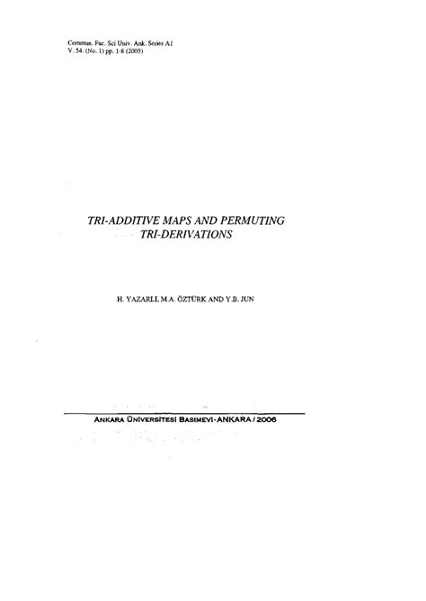Pdf Tri Additive Maps And Permuting Tri Derivations