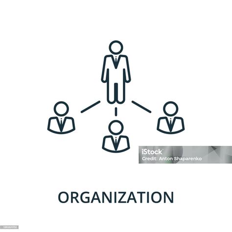 조직 아이콘입니다 평판 관리 컬렉션의 라인 스타일 요소 템플릿 인포그래픽 등을 위한 씬 조직 아이콘 검은색에 대한 스톡 벡터