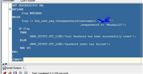 oracle apps tutorial script to reset user password in oracle applications