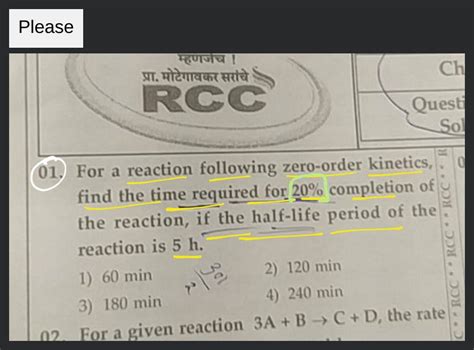 For A Reaction Following Zero Order Kinetics Find The Time Required For