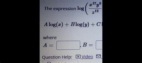Answered The Expression Log T 7y8 212 A Log Z Blog Y C Where A B Kunduz