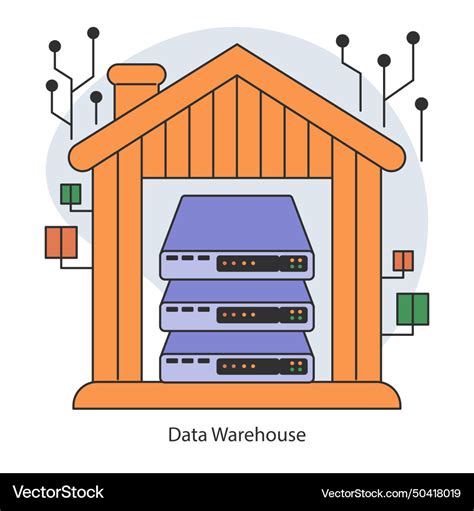 Data Warehouse Centralized Storage Systems Vector Image