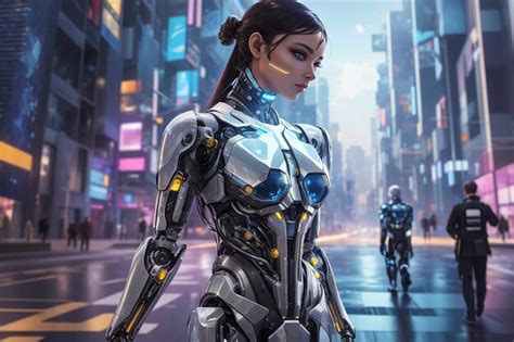 Premium Ai Image Cybernetic Symphony A Mesmerizing Fusion Of Machines And Humans In A